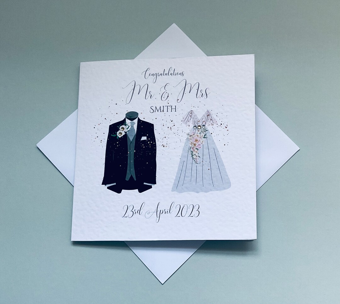 Wedding Card Mr & Mrs Card Congratulations on Your Wedding - Etsy