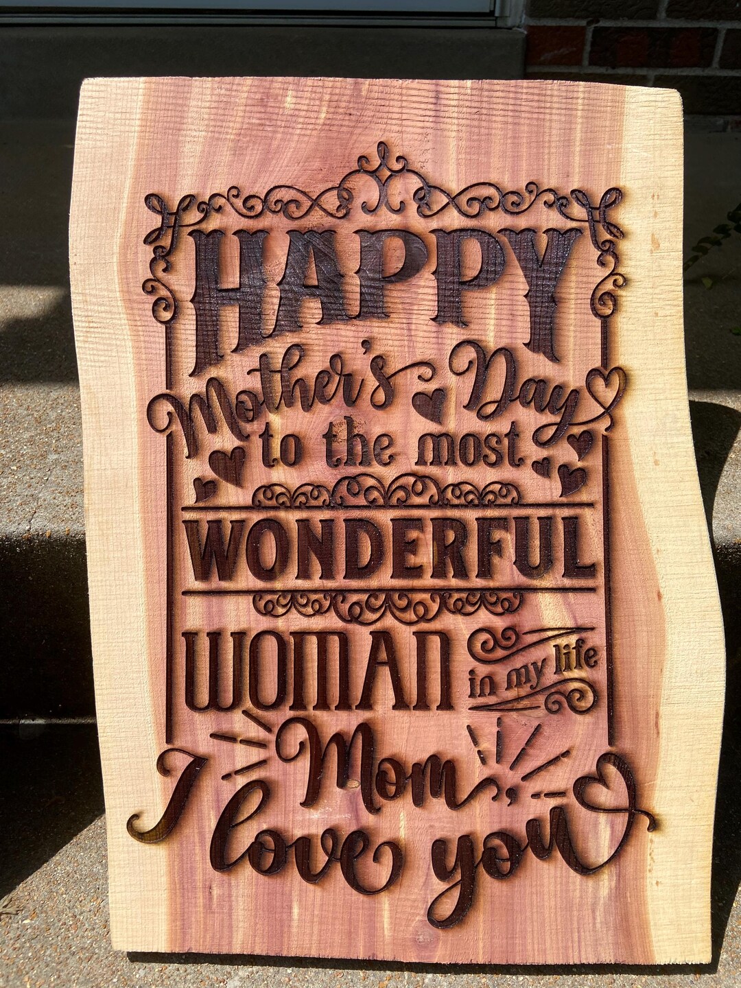 Mothers Day Live Edge Cedar Wood Sign, Laser Engraved Wall Decor ...
