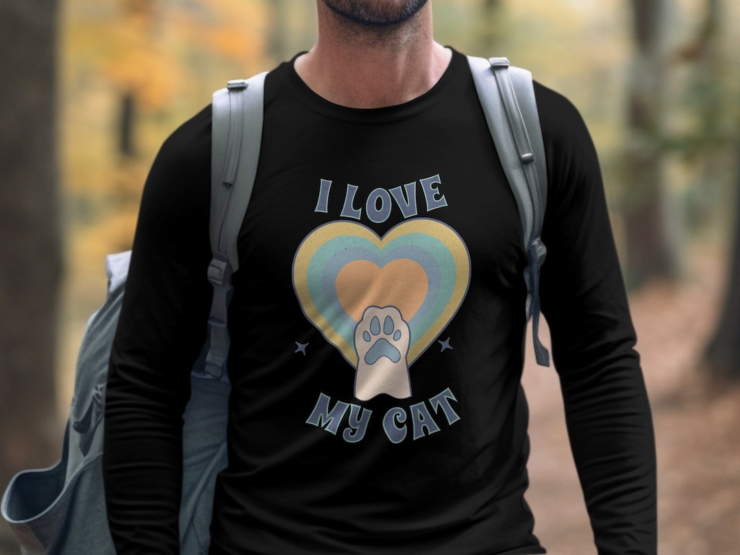 I Love My Cat Heart Cat Long Sleeve T-shirt, Cat Lover Shirt, Kitten Lover Shirt, Cat Lady Shirt ...
