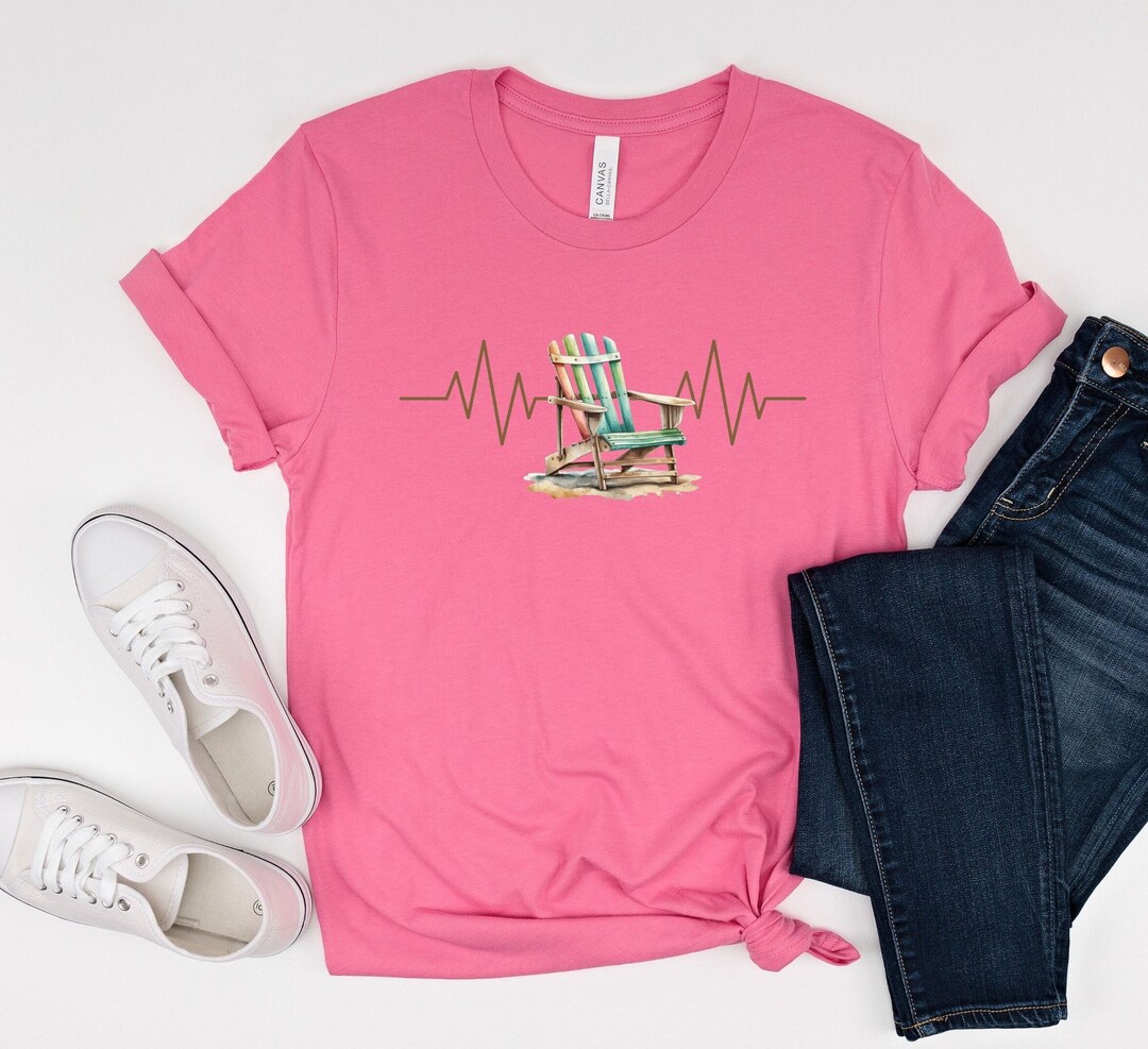 Beach Chair Pulse T-shirt, Heartbeat Tee, Beach Lover Shirt, Beach ...