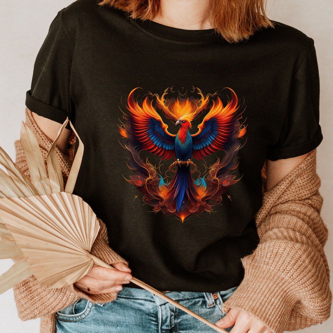 Fire Bird Graphic Shirt, Phoenix Bird Tshirt, Bird Lover Gift, Russian ...