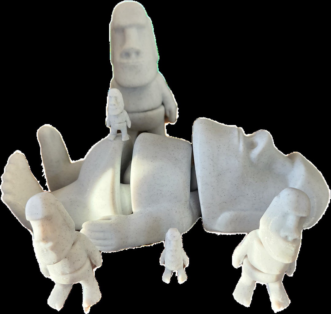 Set of 6 Easter Island Moai 3d Printed Articulating Motion /child Adult ...