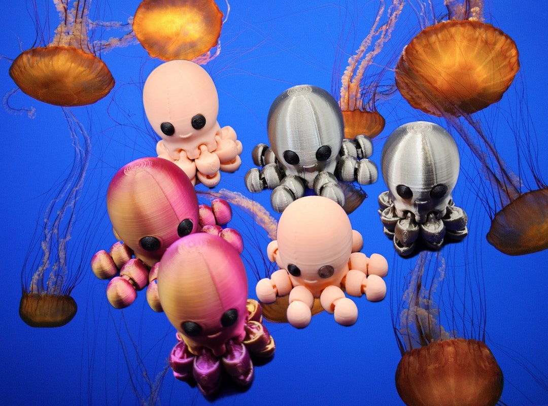 Octopus & Baby Octopus 3d Printed Articulating Motion / Child, Adult ...