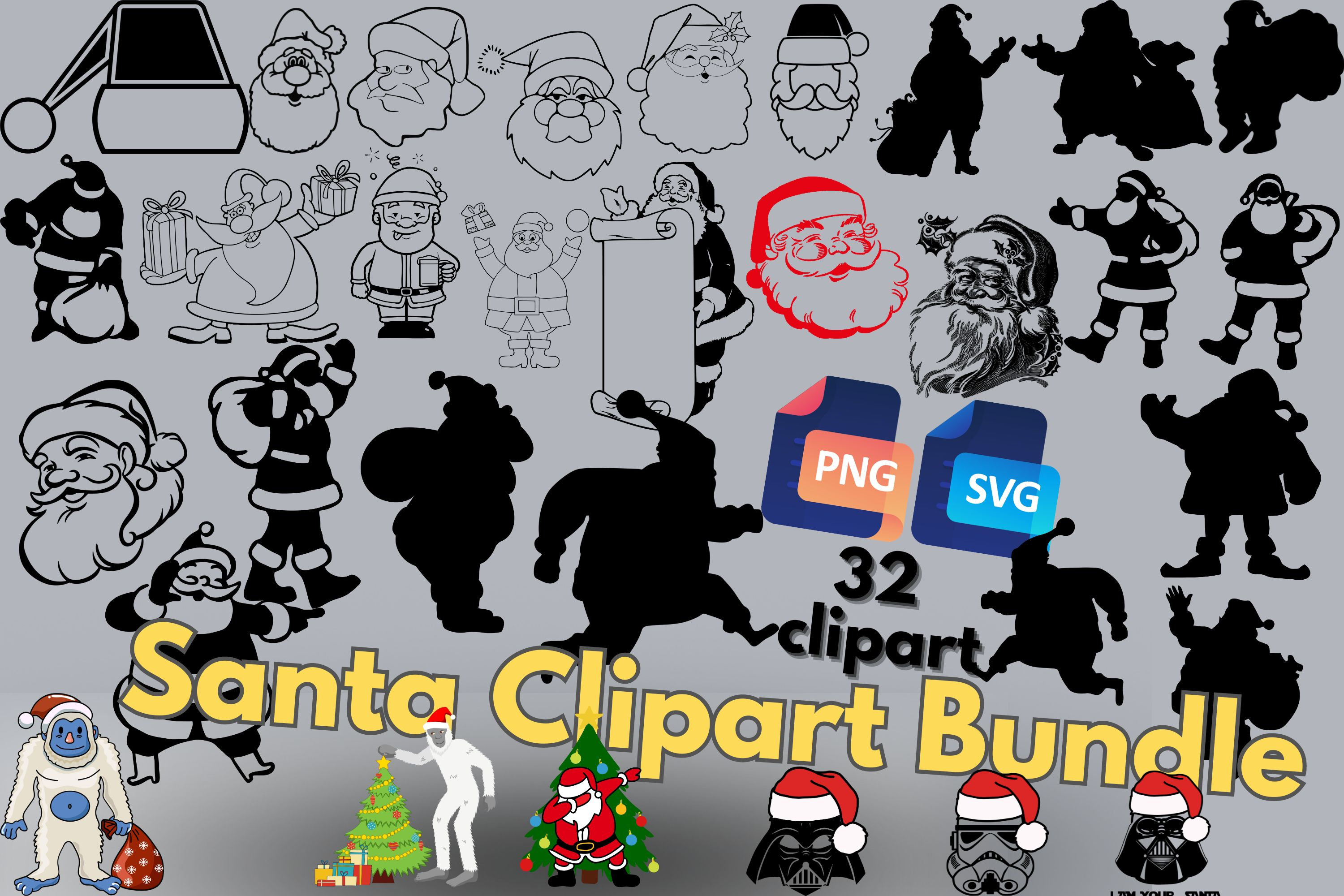 32pcs Santa PNG & SVG Clipart Bundle for Commercial Use Instant ...