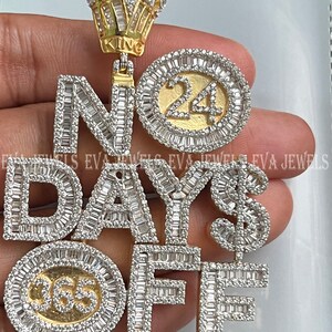Pendant 5ct Baguette & Round Cut CZ Diamond Men's Jewelry No Days off ...