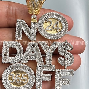 Pendant 5ct Baguette & Round Cut CZ Diamond Men's Jewelry No Days off ...