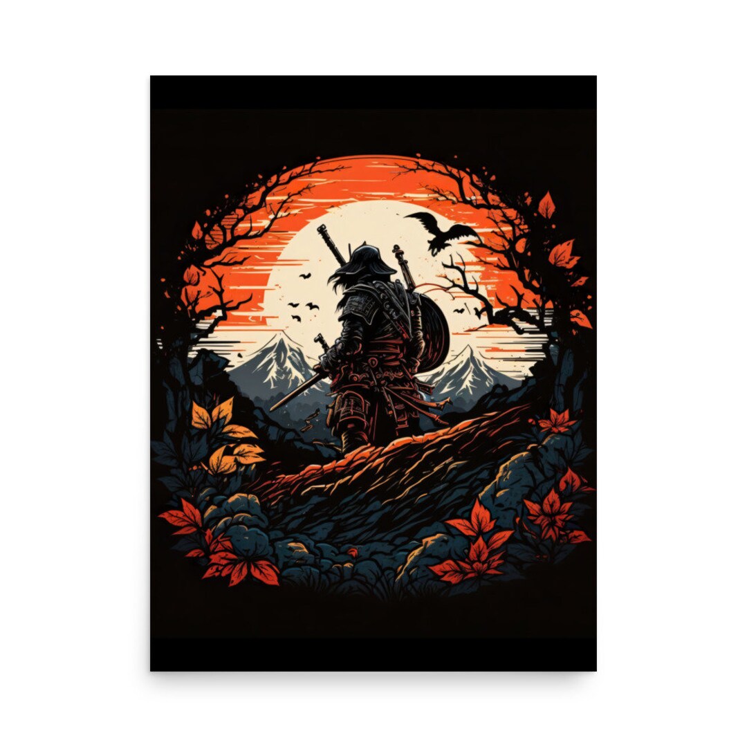 Vintage Abstract Japanese Samurai Wall Art Fantasy Samurai Warrior ...