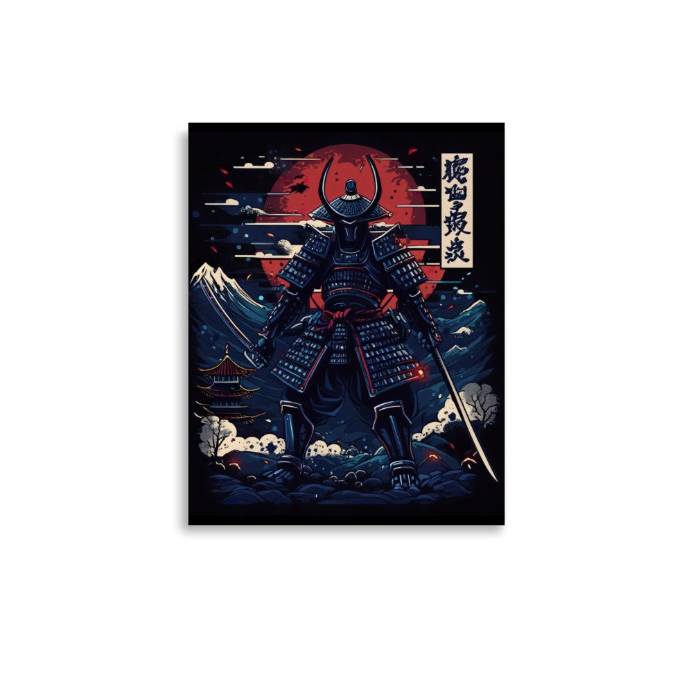 Vintage Abstract Japanese Samurai Wall Art Fantasy Samurai Warrior ...