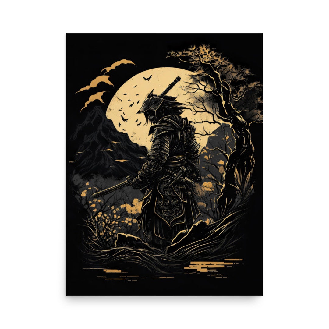 Vintage Abstract Japanese Samurai Wall Art Fantasy Samurai Warrior ...