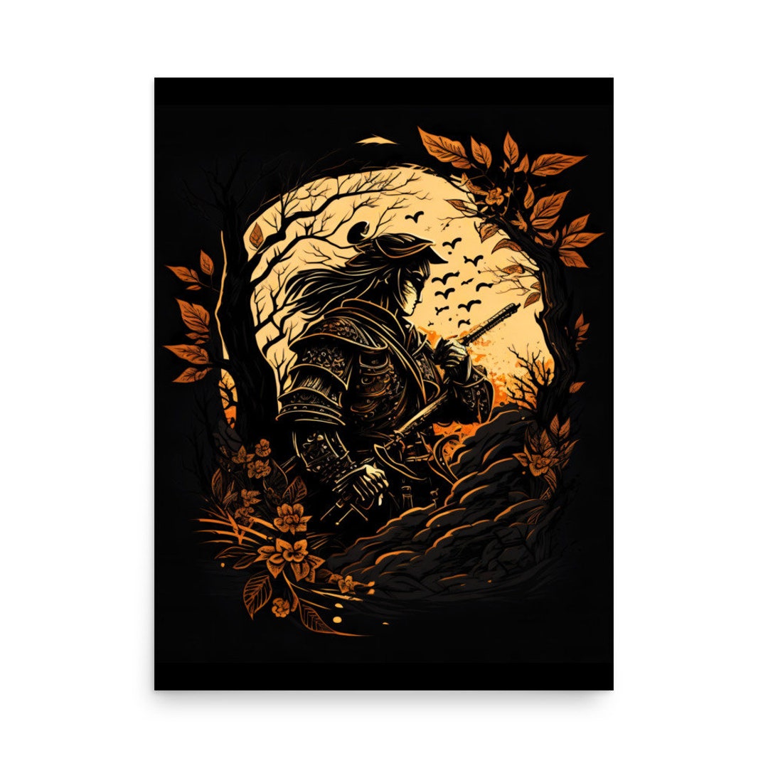 Vintage Abstract Japanese Samurai Wall Art Fantasy Samurai Warrior ...