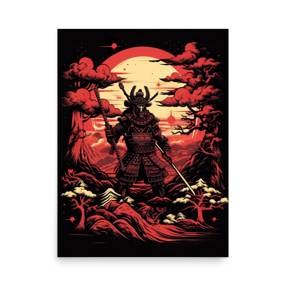 Vintage Abstract Japanese Samurai Wall Art Fantasy Samurai Warrior ...