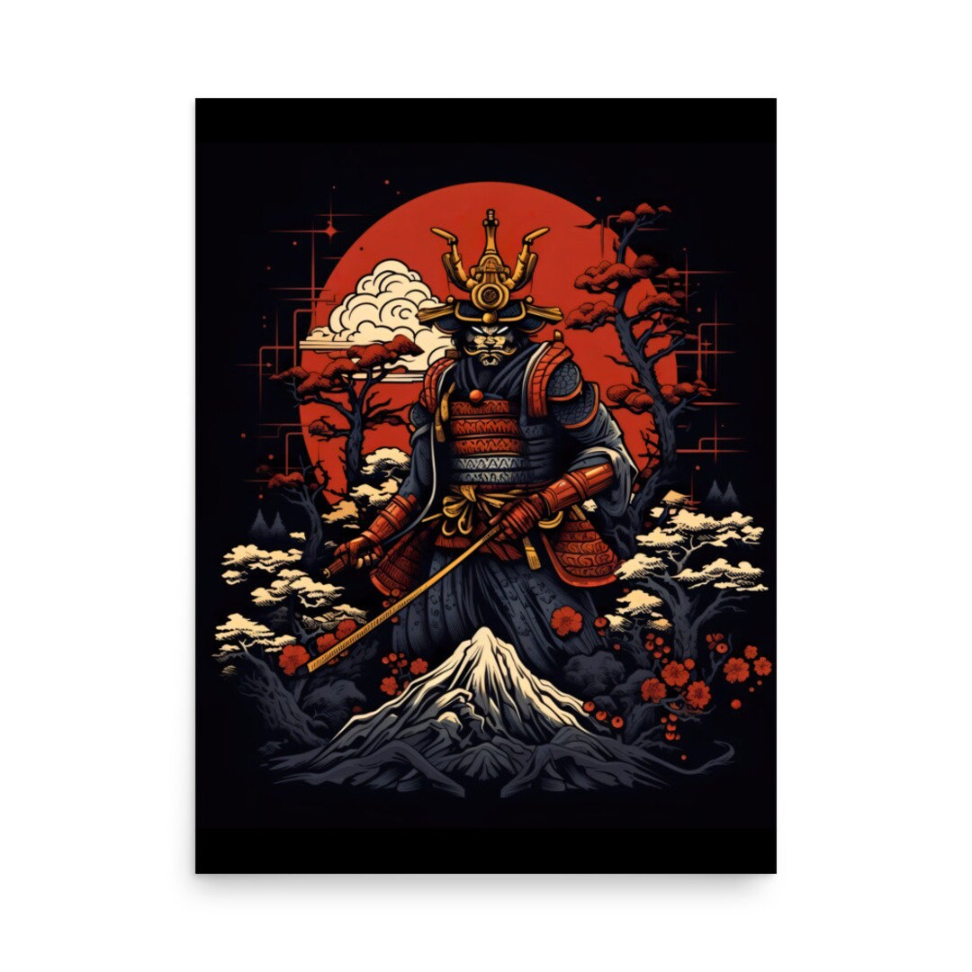 Vintage Abstract Japanese Samurai Wall Art Fantasy Samurai Warrior ...