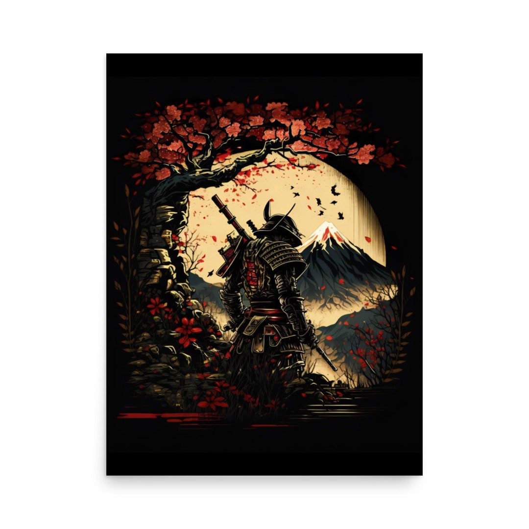 Vintage Abstract Japanese Samurai Wall Art Fantasy Samurai Warrior ...