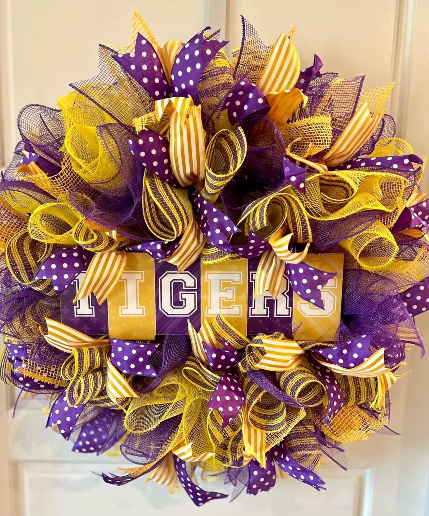 LSU Tigers Deco Mesh Wreath - Etsy
