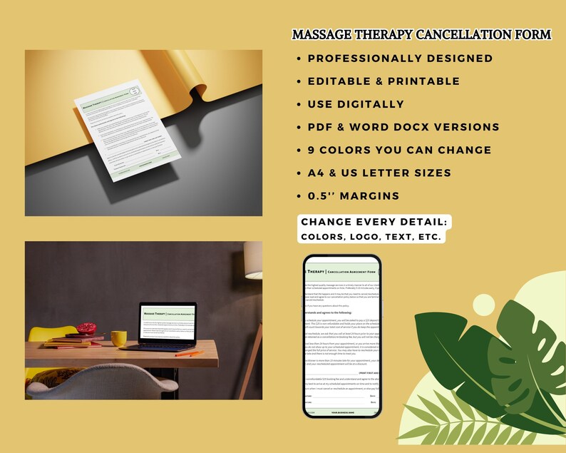 Massage Therapy Cancellation Form, Cancelation Agreement, Massage ...