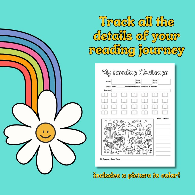 Fun Kids Reading Challenge, Digital, Printable, PDF, 12 Pages, Coloring ...