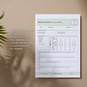 Massage Therapy SOAP and ROM Charts, SOAP Notes, Range of Motion ...