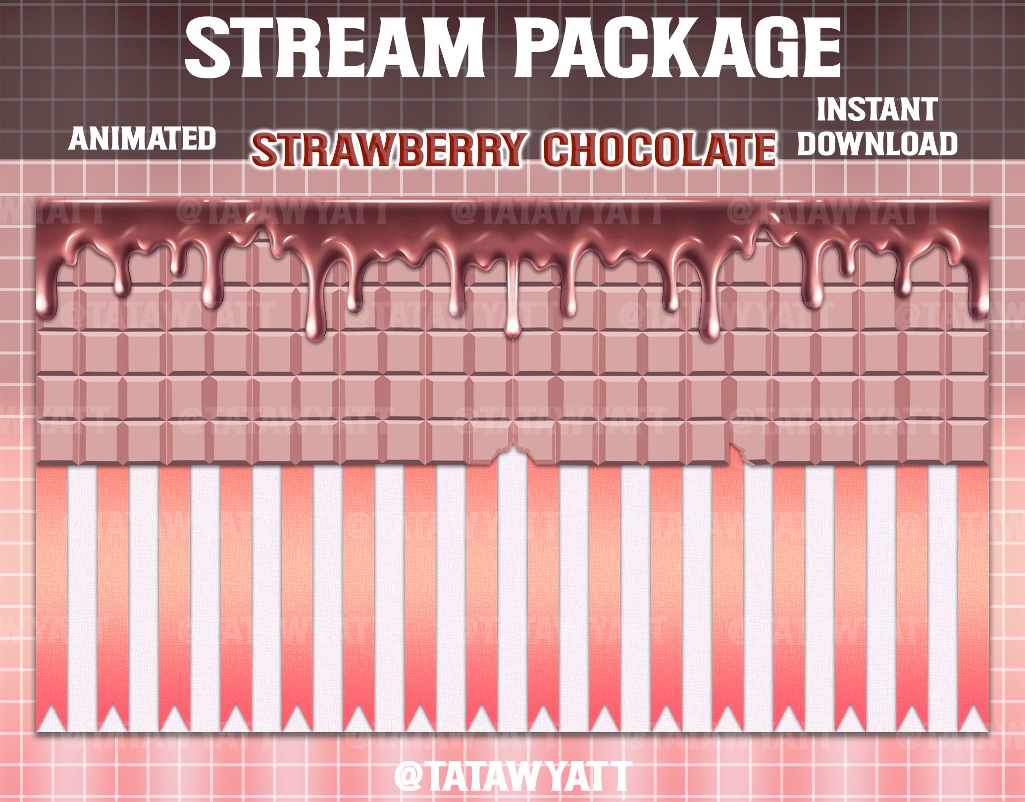 Kawaii Strawberry Chocolate Twitch Overlays Pack - Etsy