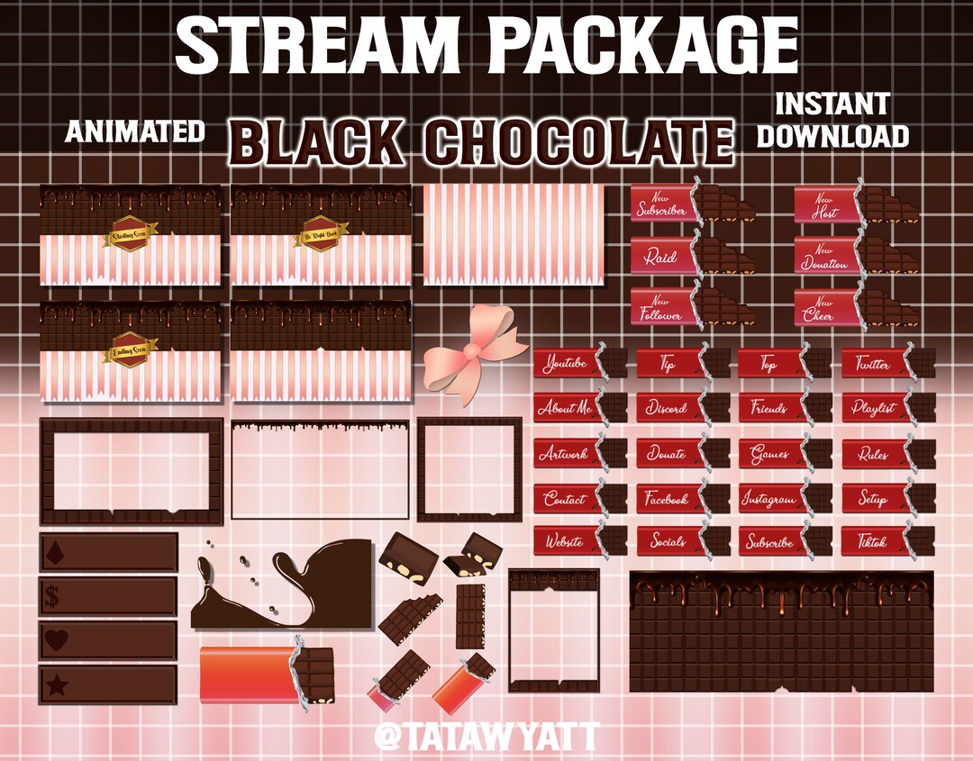 Kawaii Black Chocolate Twitch Overlays Pack - Etsy