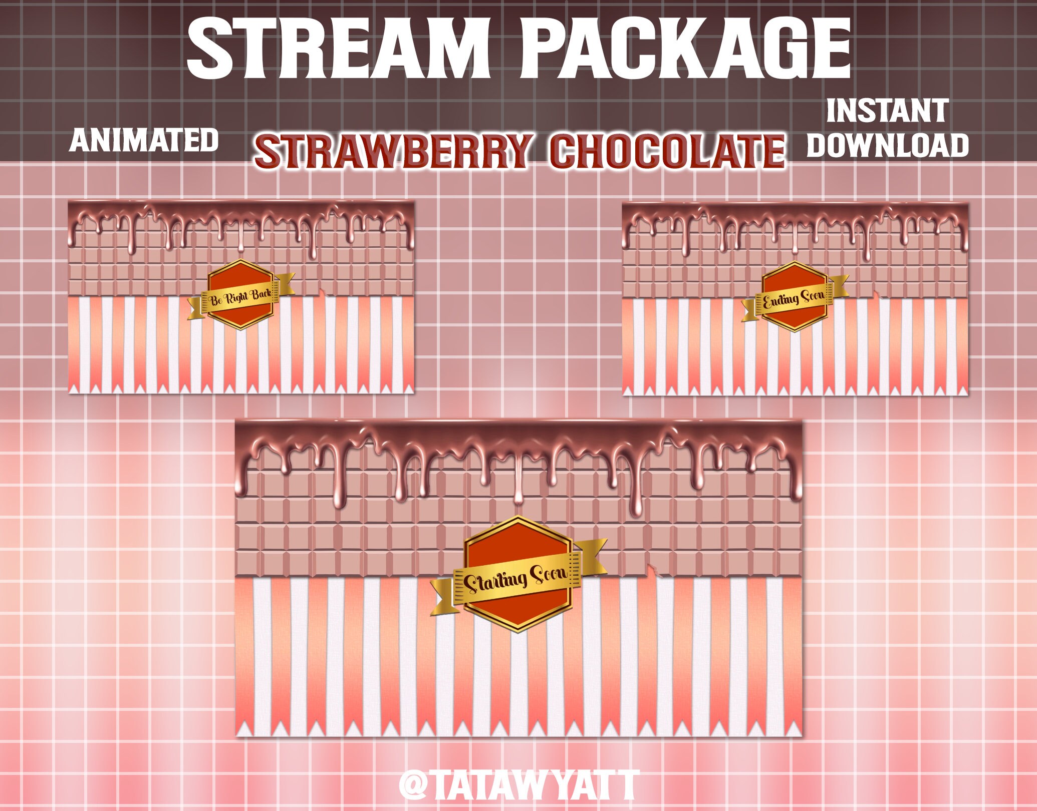 Kawaii Strawberry Chocolate Twitch Overlays Pack - Etsy