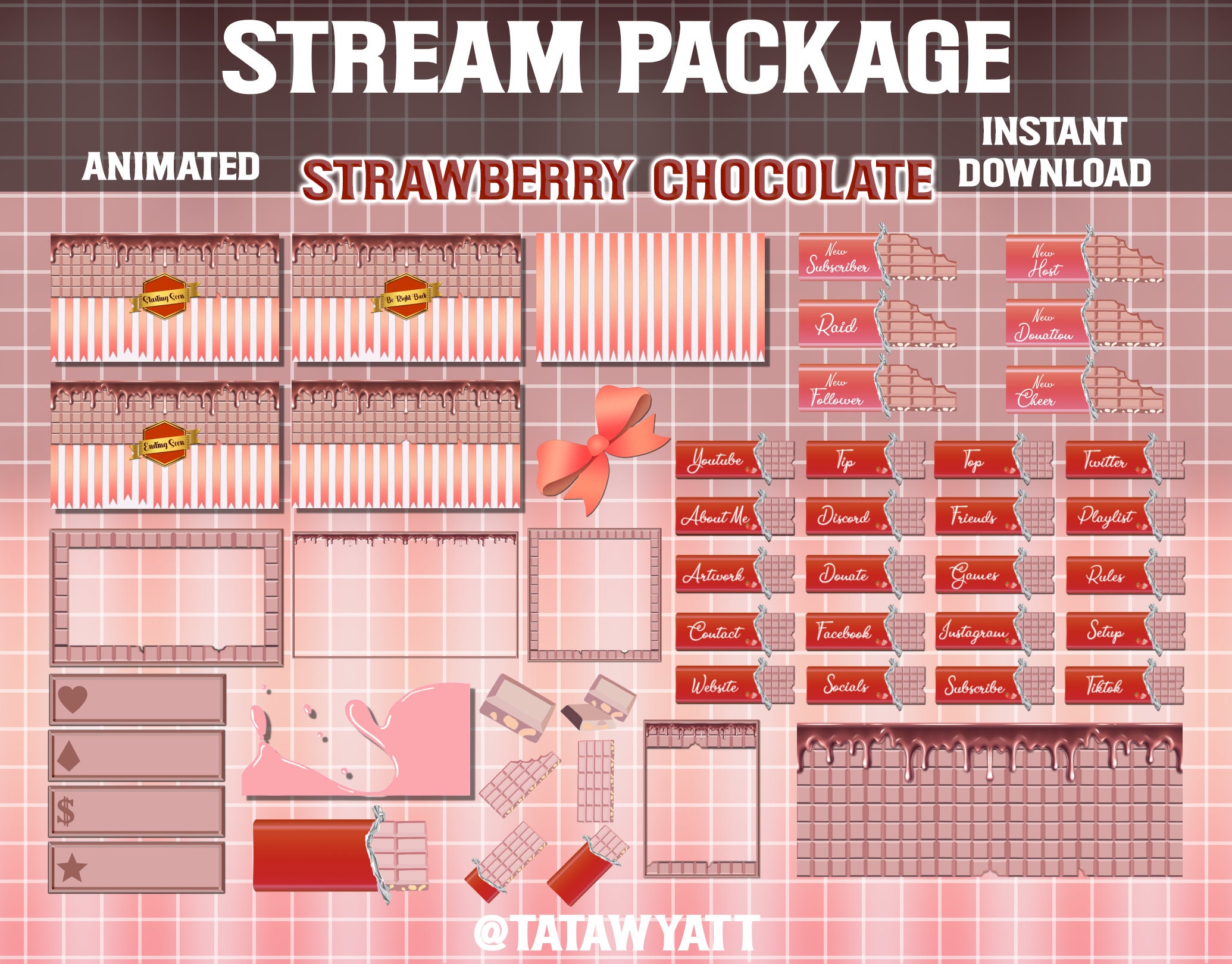 Kawaii Strawberry Chocolate Twitch Overlays Pack - Etsy Australia