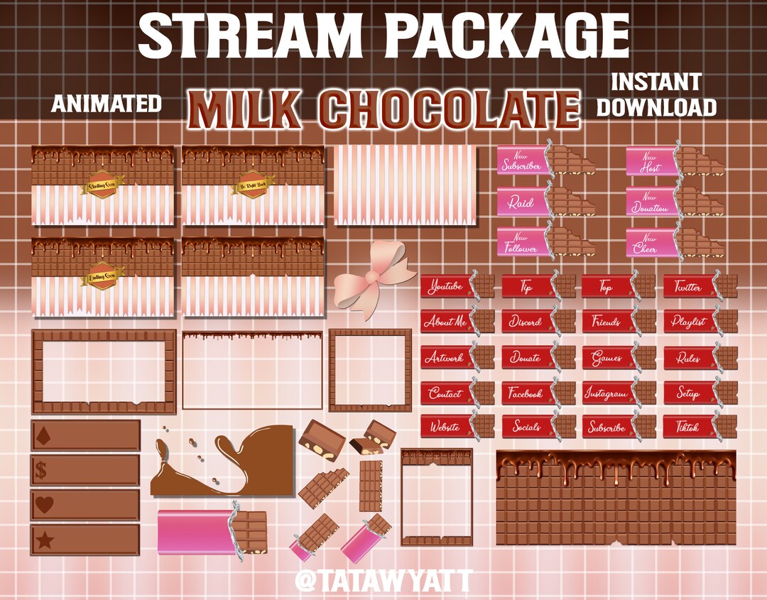 Pack Kawaii Milk Chocolate Twitch Overlays - Etsy