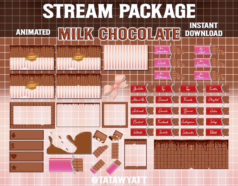 Pack Overlays Kawaii Milk Chocolate Twitch - Etsy