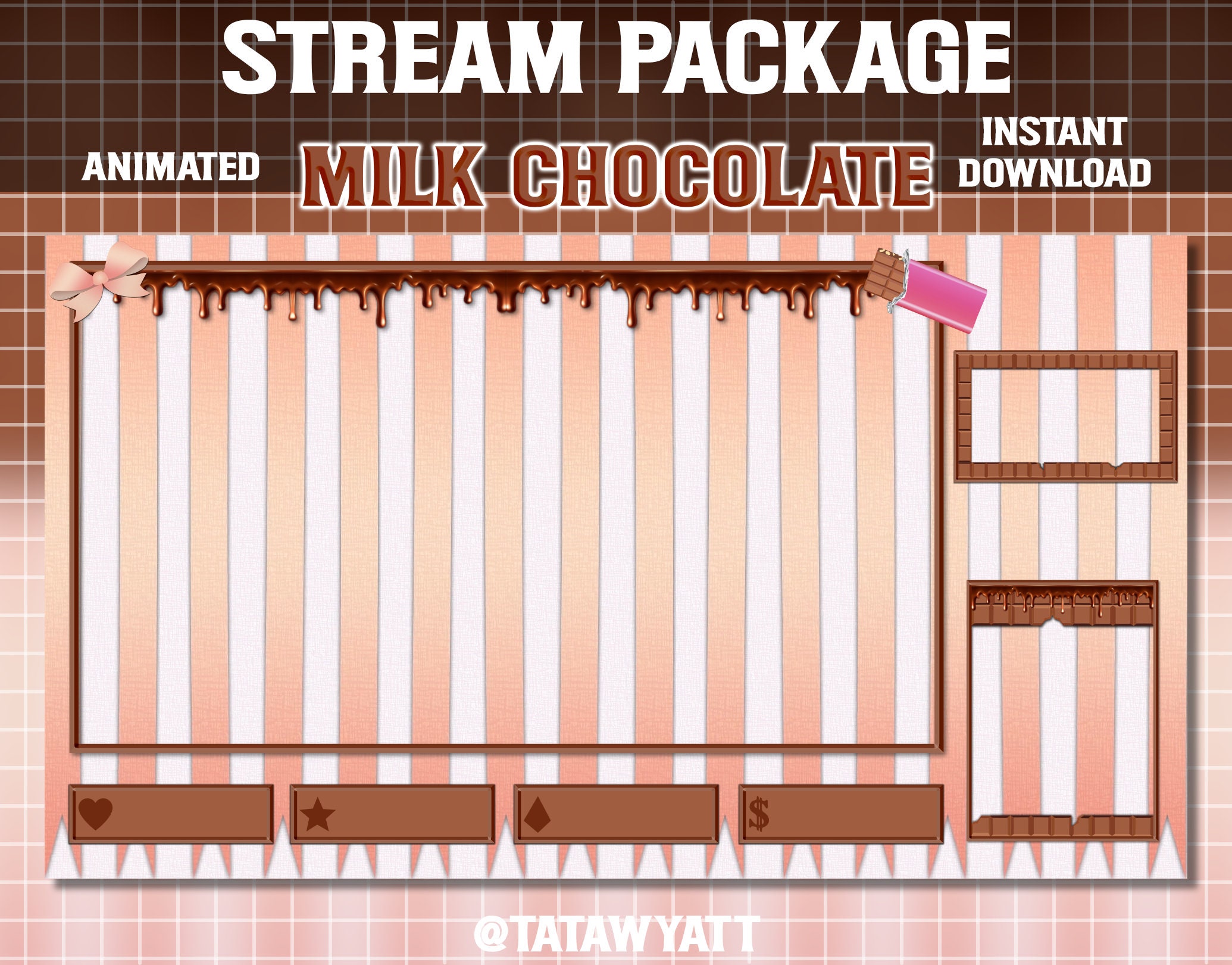 Kawaii Milk Chocolate Twitch Overlay Pack - Etsy