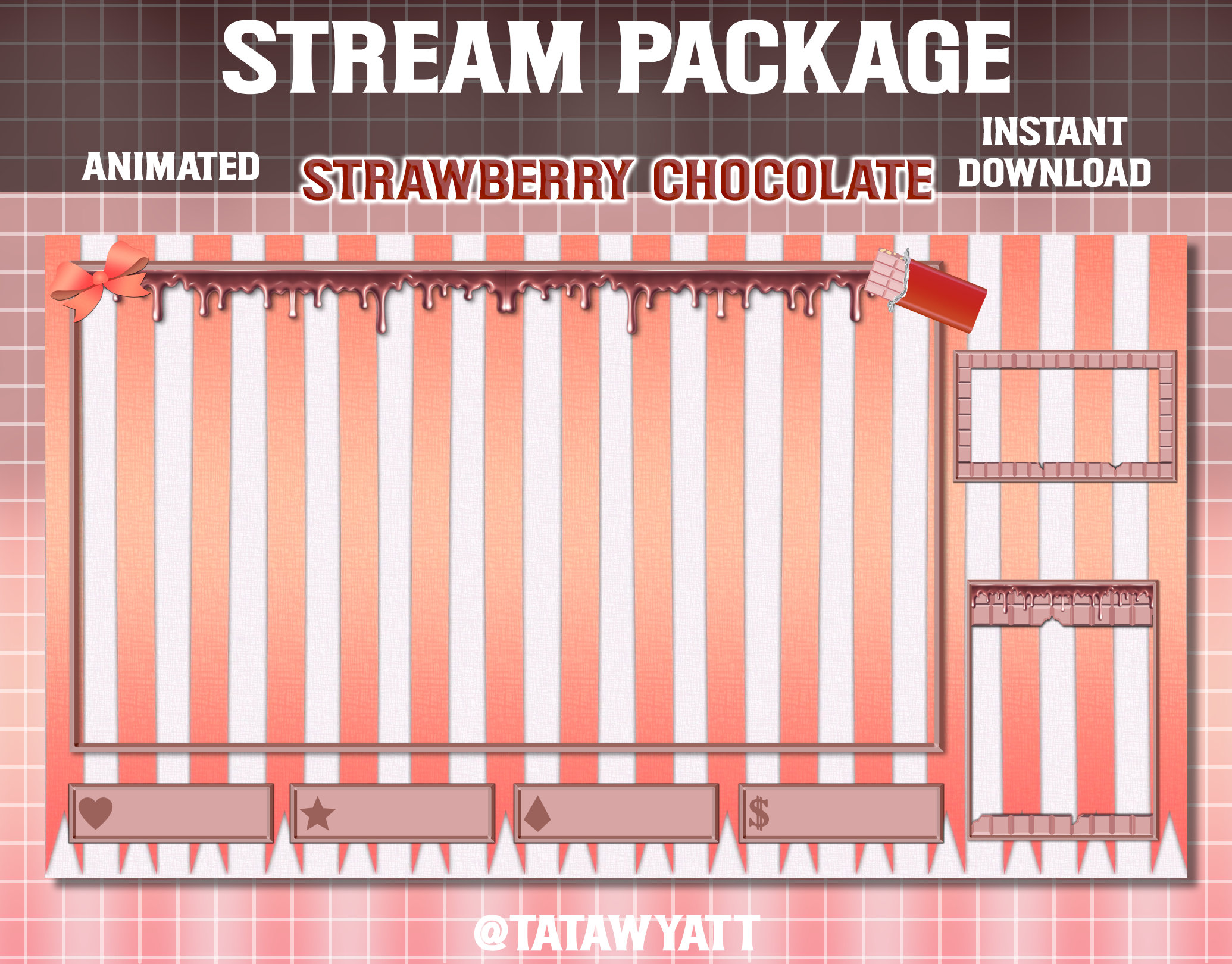 Kawaii Strawberry Chocolate Twitch Overlays Pack - Etsy Australia