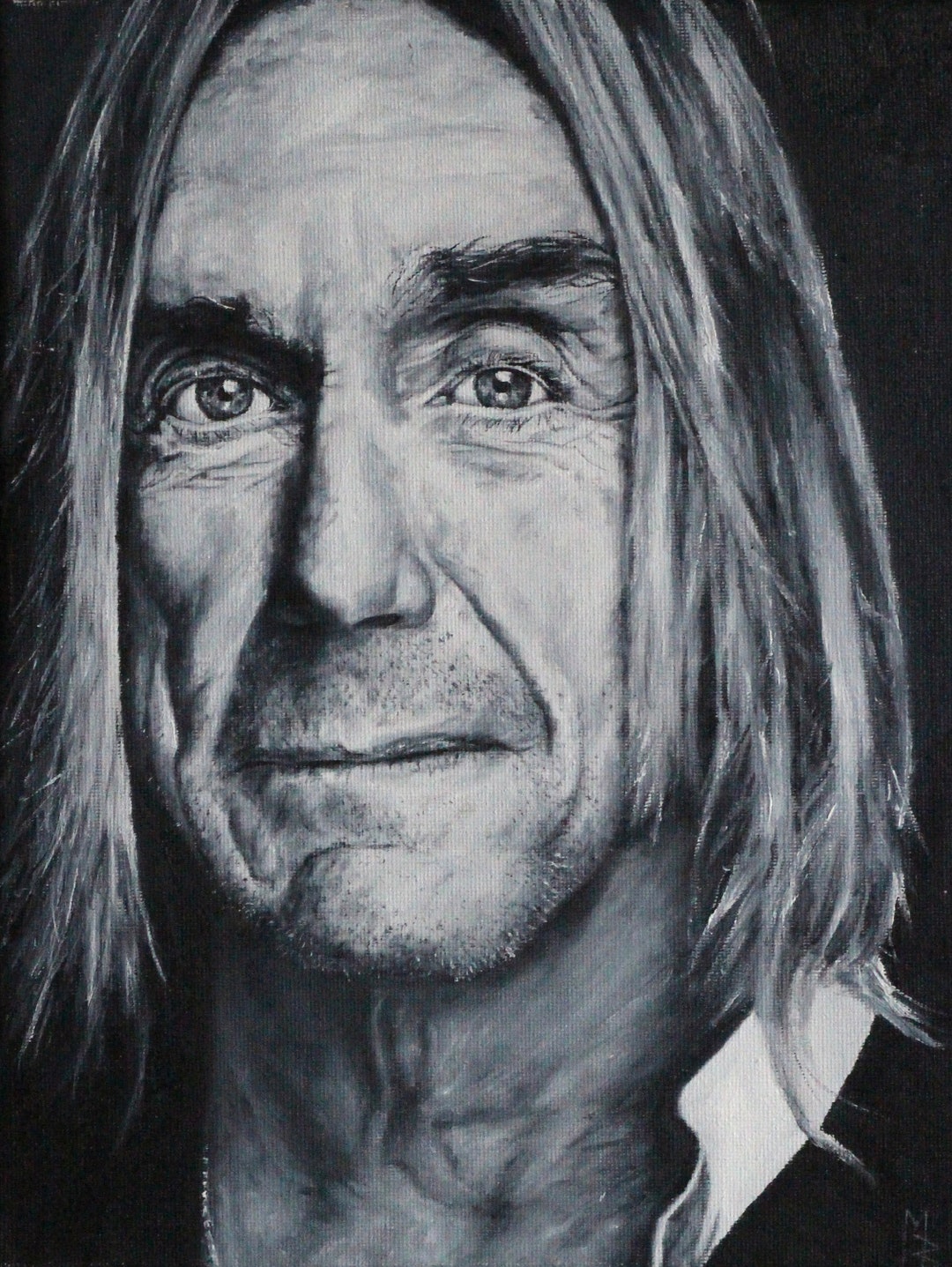 Photorealistic Oil on Canvas Portrait Painting of Iggy Pop - Etsy