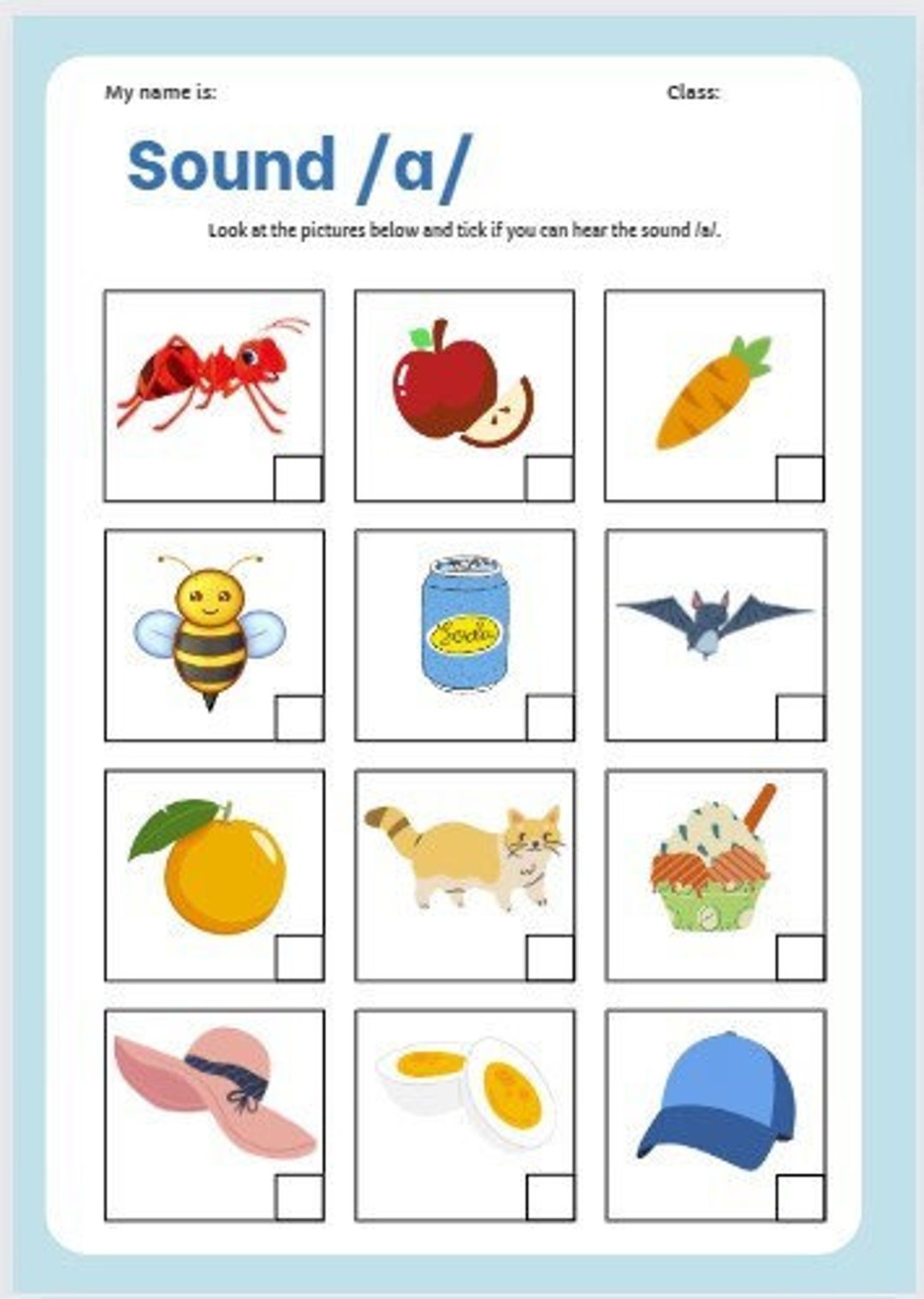English Alphabet Sound Worksheet - Etsy