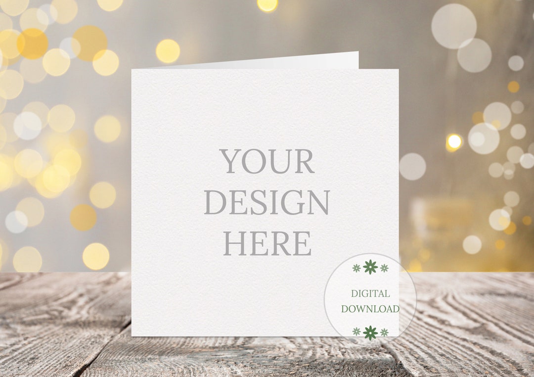 Christmas Card Mockup, 6x6 5x5 Square Card, Christmas Mockup Background ...