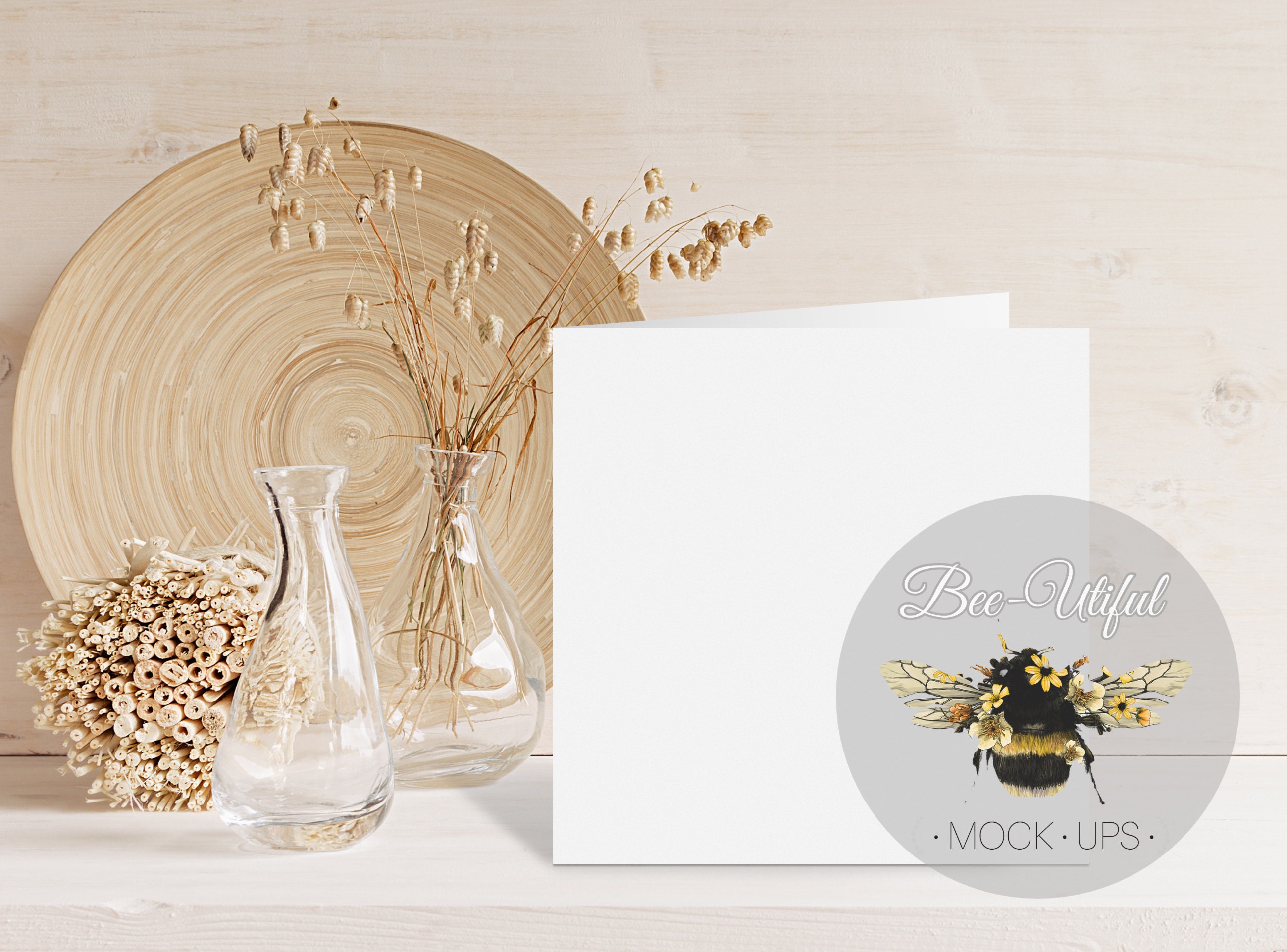 Greeting Card Mockup 5x5 Card Mockup Background Natural - Etsy