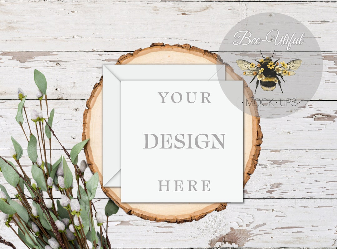 Greeting Card Mockup 5x5 Card Mockup White Colour Square Envelope Card ...