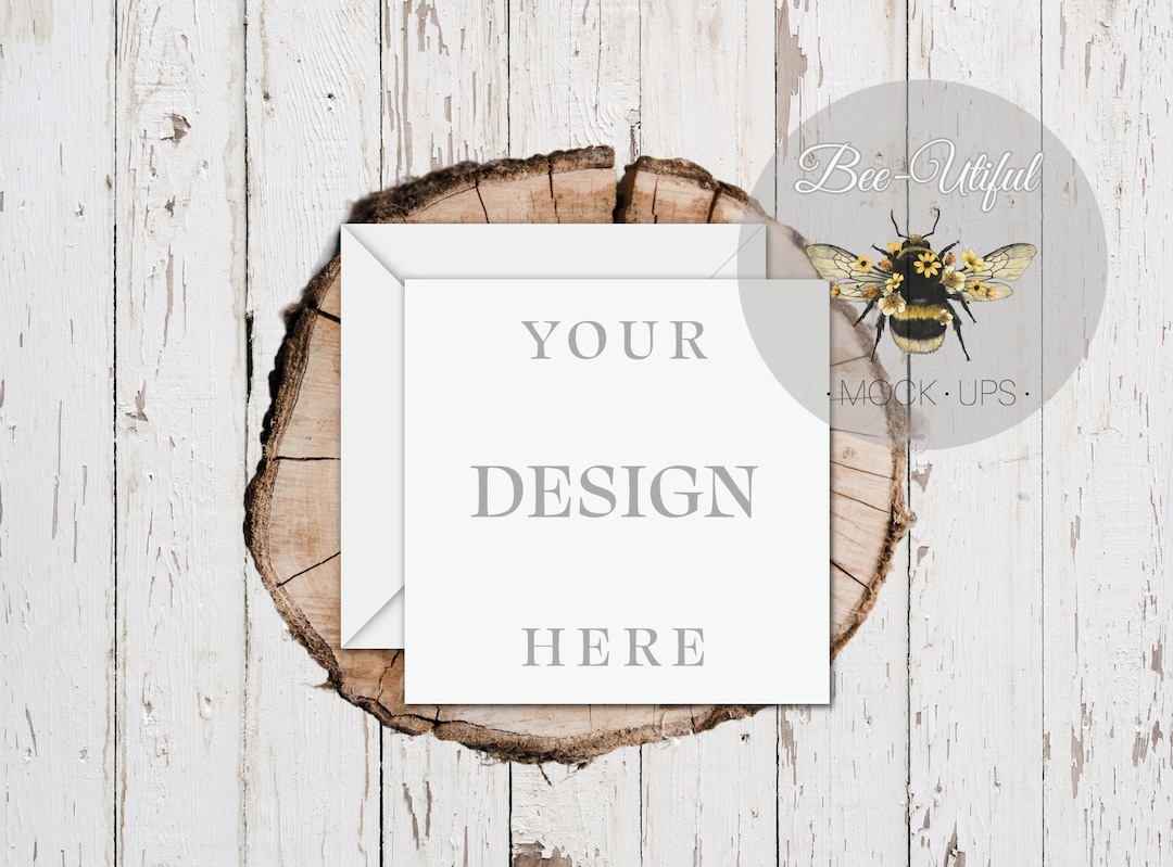 Greeting Card Mockup 5x5 Card Mockup White Colour Square Envelope Card ...