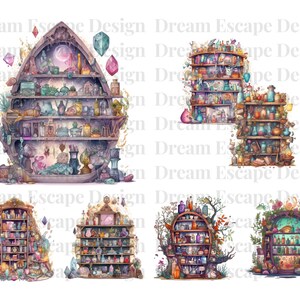 Alchemy Shelves Watercolour Clipart, Witch Art, Magical Art, Magical ...