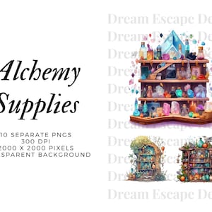 Alchemy Shelves Watercolour Clipart, Witch Art, Magical Art, Magical ...