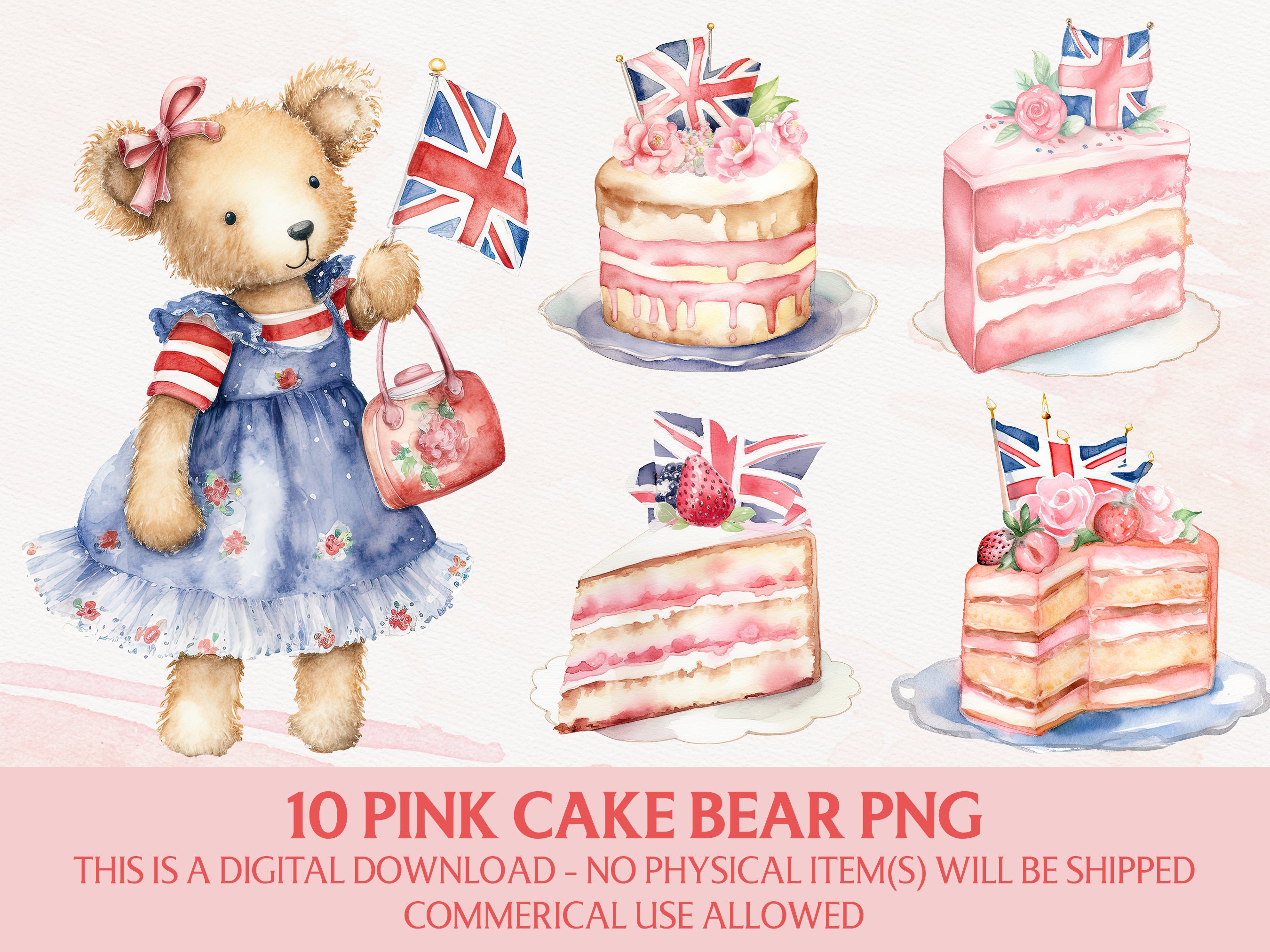 King Charles III Coronation Clipart, Pink Coronation Bear Png, Union ...