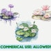 Watercolor Lily Pad Clipart Bundle, Frog Pond PNG Digital Download ...