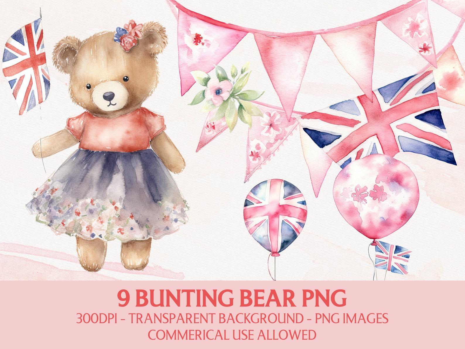 King Charles III Coronation Clipart, Pink Coronation Bear Png, Union ...