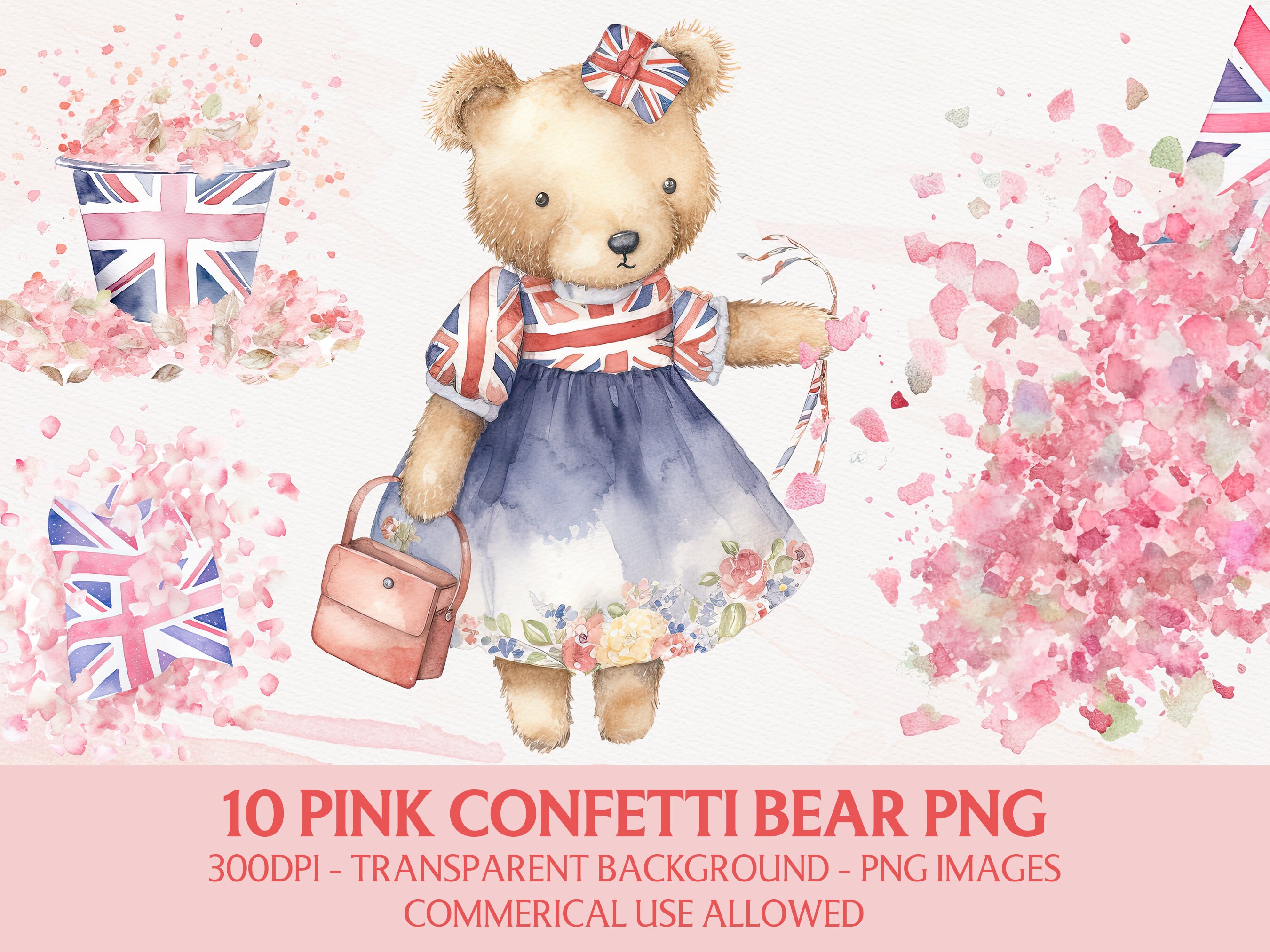 King Charles III Coronation Clipart, Pink Coronation Bear Png, Union ...
