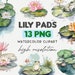 Watercolor Lily Pad Clipart Bundle, Frog Pond PNG Digital Download ...