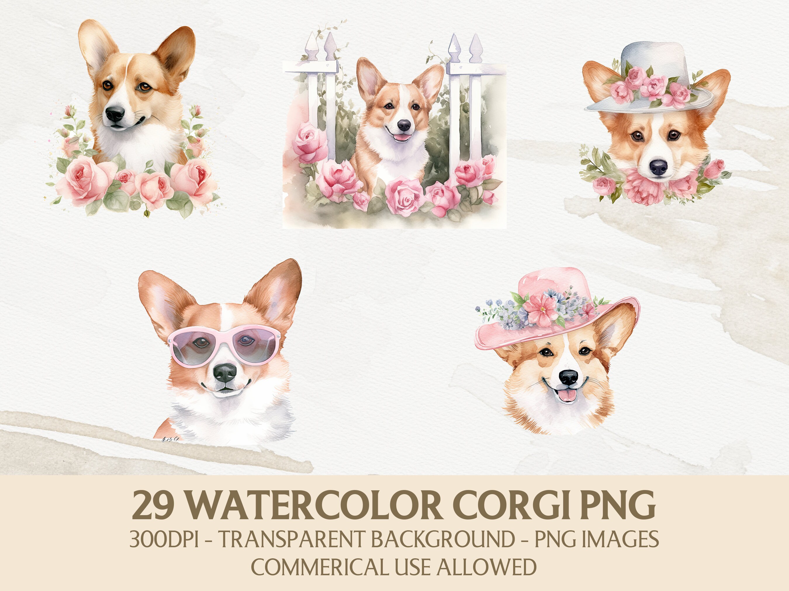 Watercolor Corgi Clipart, Corgi Png Bundle, Instant Digital Download ...