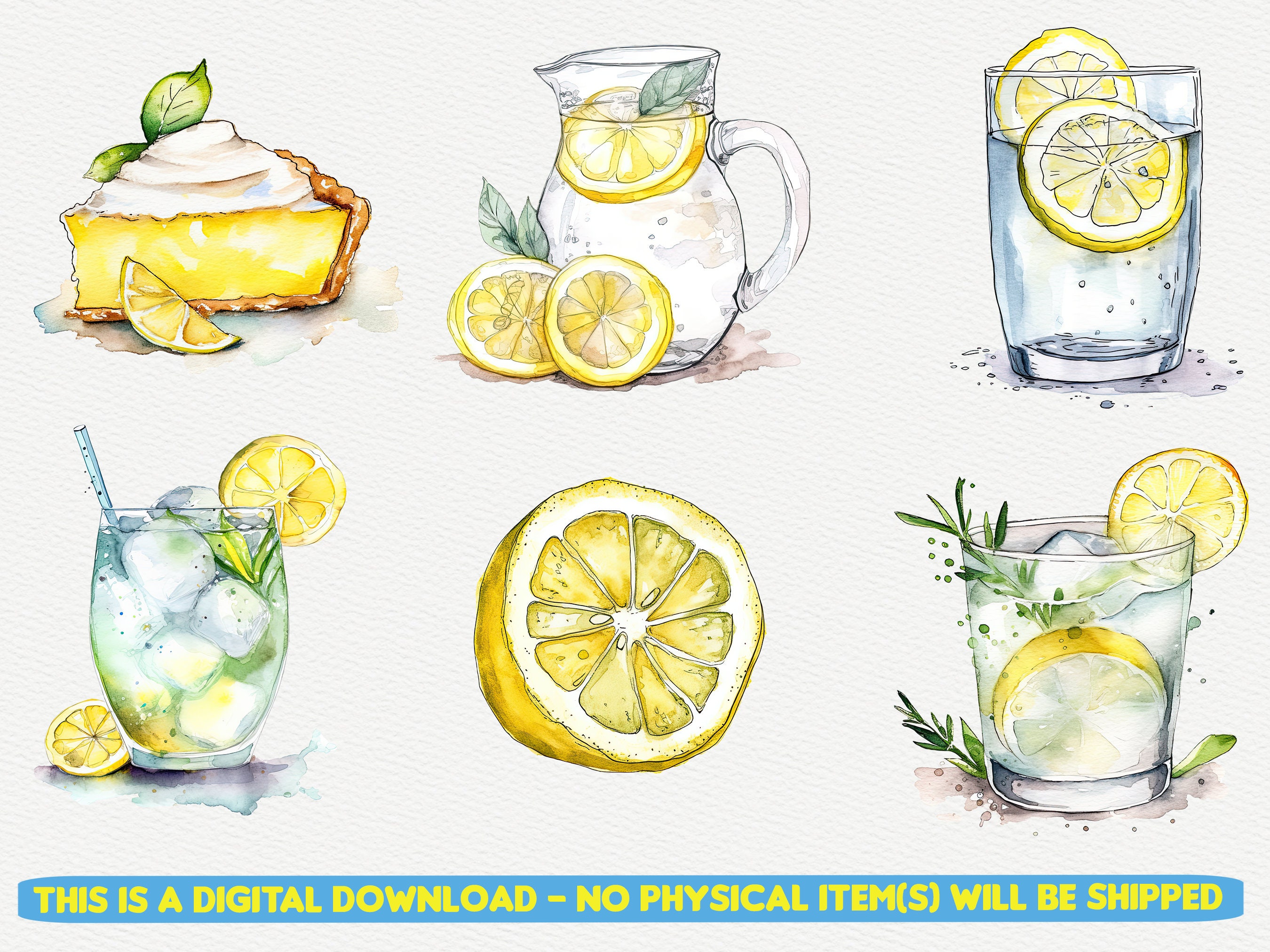 Watercolor Lemon Clipart, Citrus Fruit Png, PNG Digital Download ...