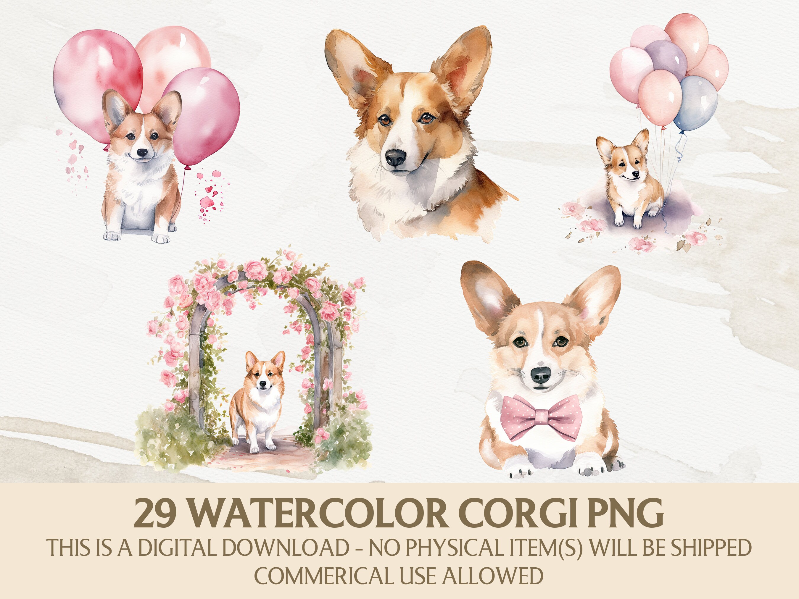 Watercolor Corgi Clipart, Corgi Png Bundle, Instant Digital Download ...