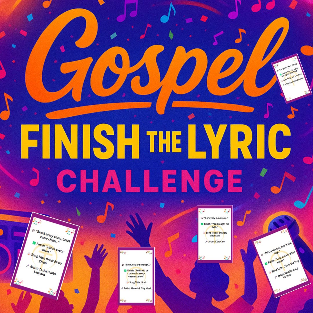Gospel Music 'finish the Lyric' Game: Printable Christian Party ...