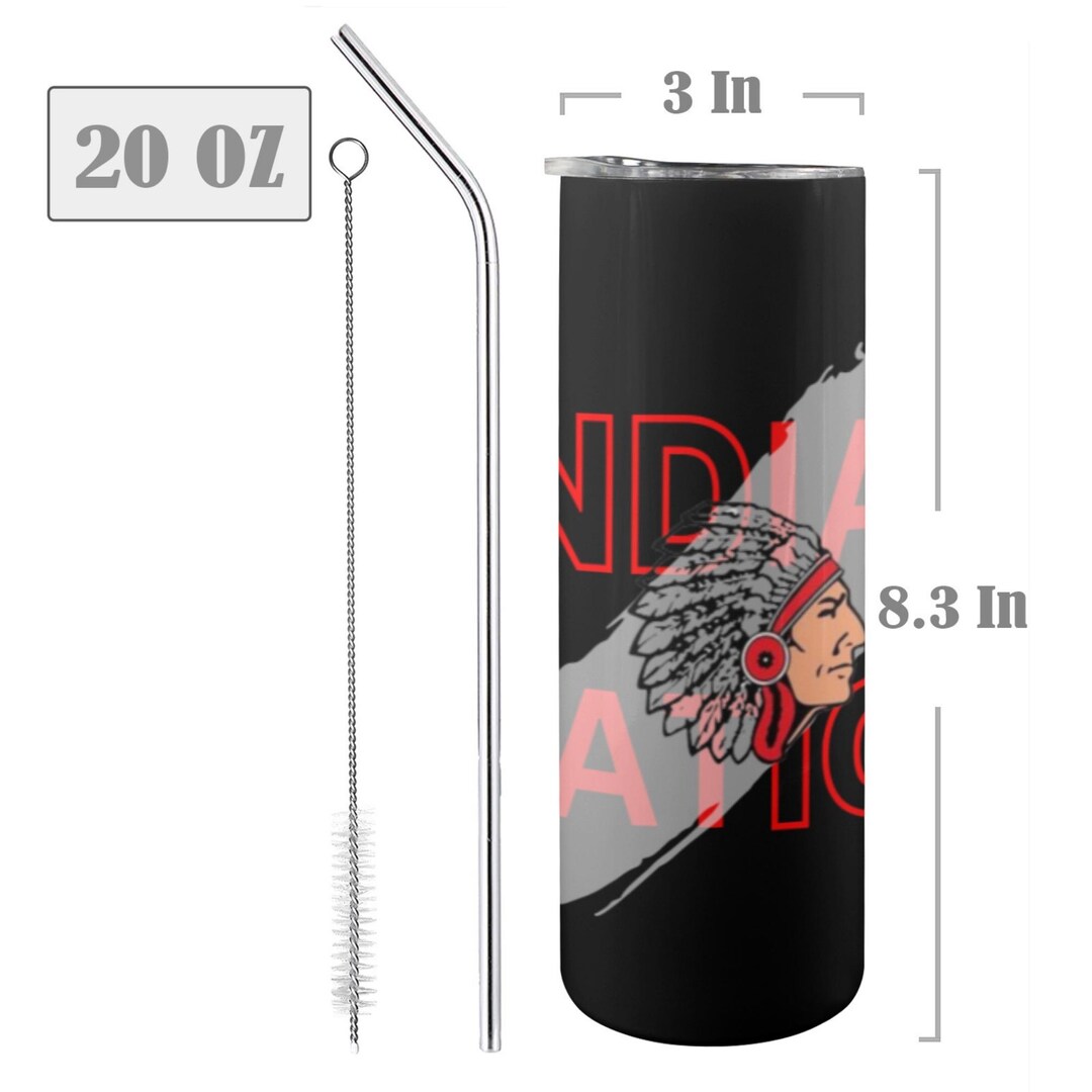 Indian Nation Football Tumbler Custom 20 Oz Black Stainless Steel ...