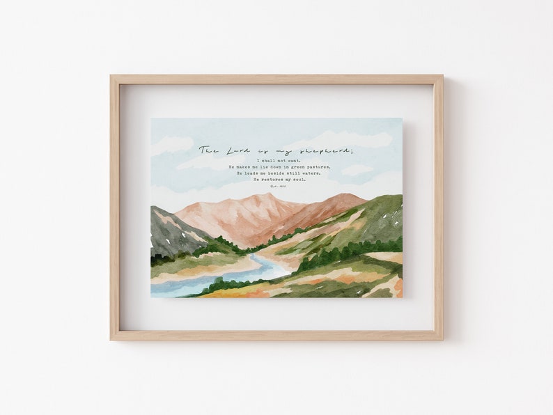 Psalm 23 CHRISTIAN WALL ART Printable Scripture Landscape Christian Art ...