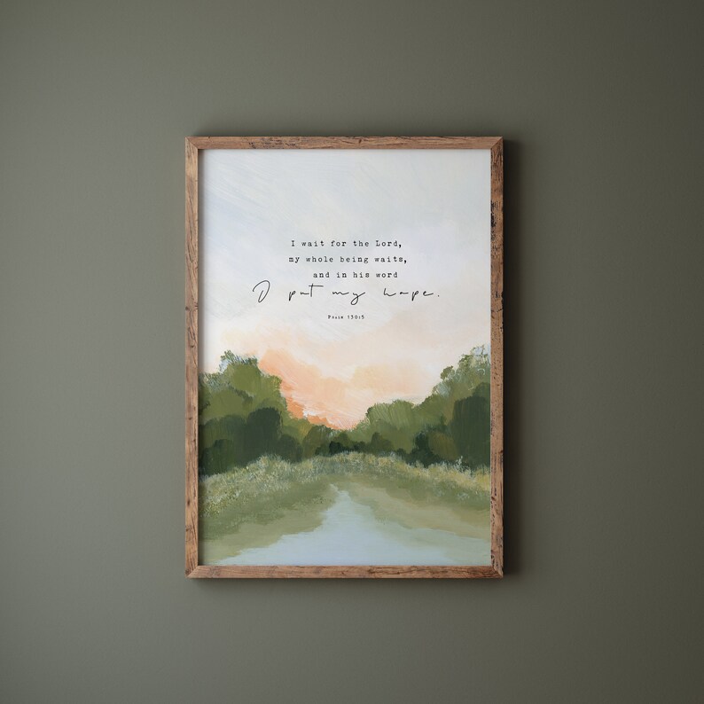 SCRIPTURE LANDSCAPE Christian Wall Art Digital Psalm 130 5 Scripture ...