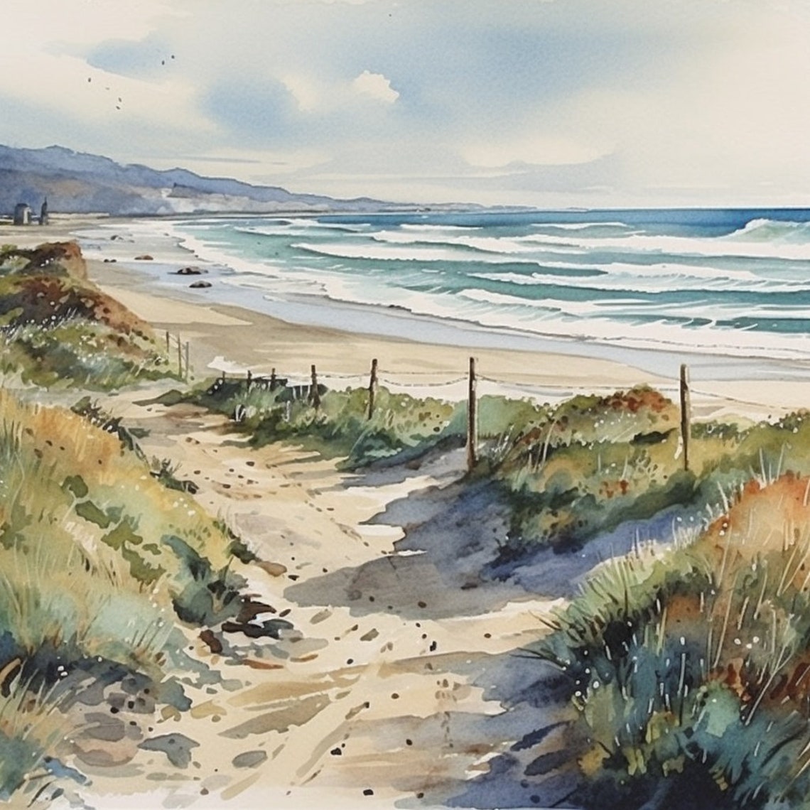 Watercolor Beach Digital Paper Pack Seascape Printable - Etsy